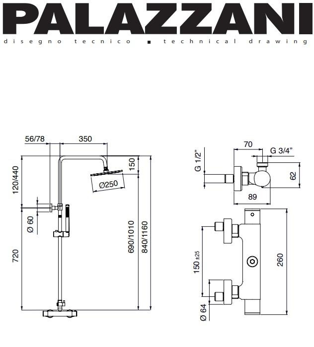DIGIT/MIMO Zestaw prysznicowy natynkowy termostatyczny chrom | Kategoria tymczasowa - Sklepmo.pl